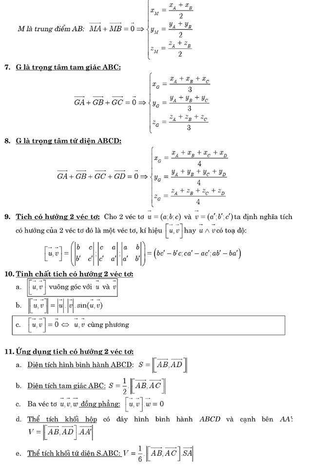 công thức giải nhanh hệ trục tọa độ oxyz | Tăng Giáp
